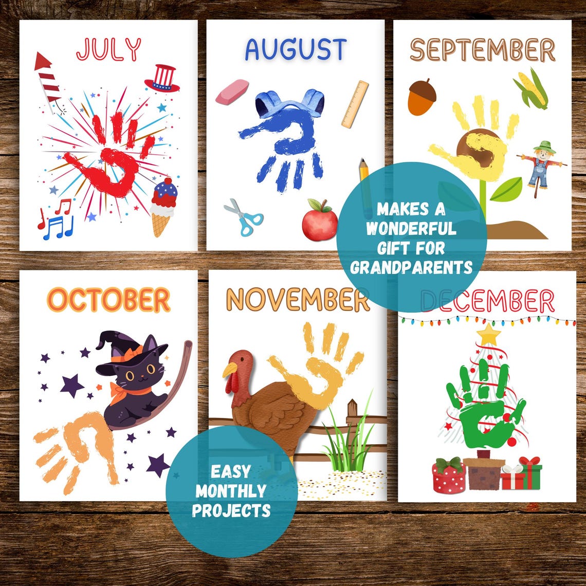 Handprint Memory Book, Preschool Handprint Project, Monthly Handprint ...