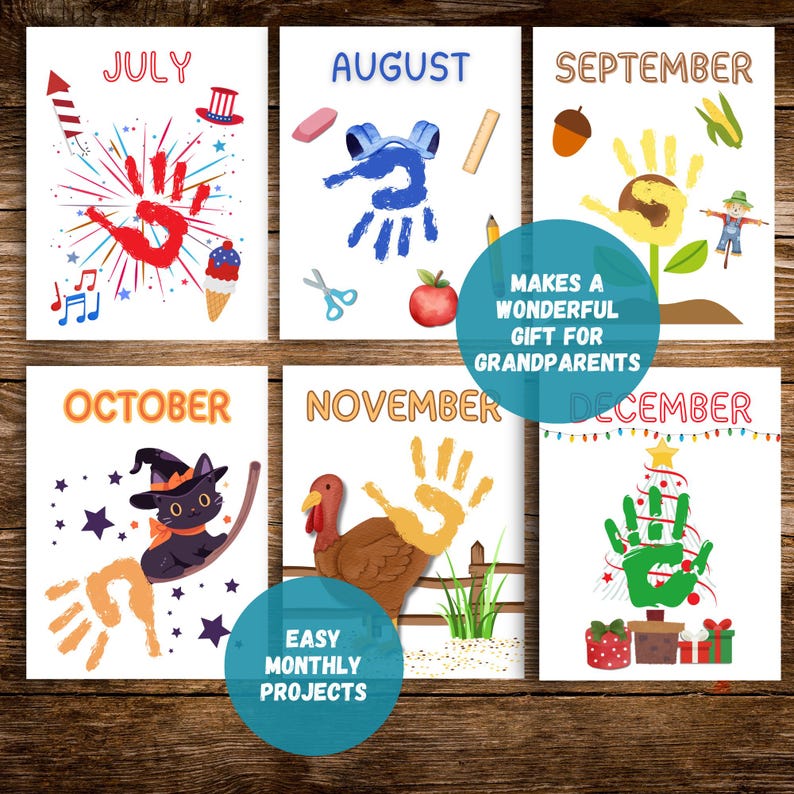 Handprint Memory Book, Preschool Handprint Project, Monthly Handprint ...