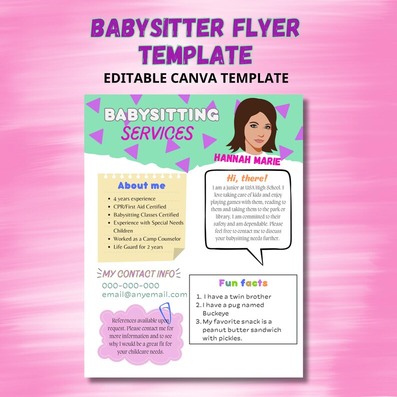 Babysitter Flyer, Childcare Services, Babysitting Services, Small ...