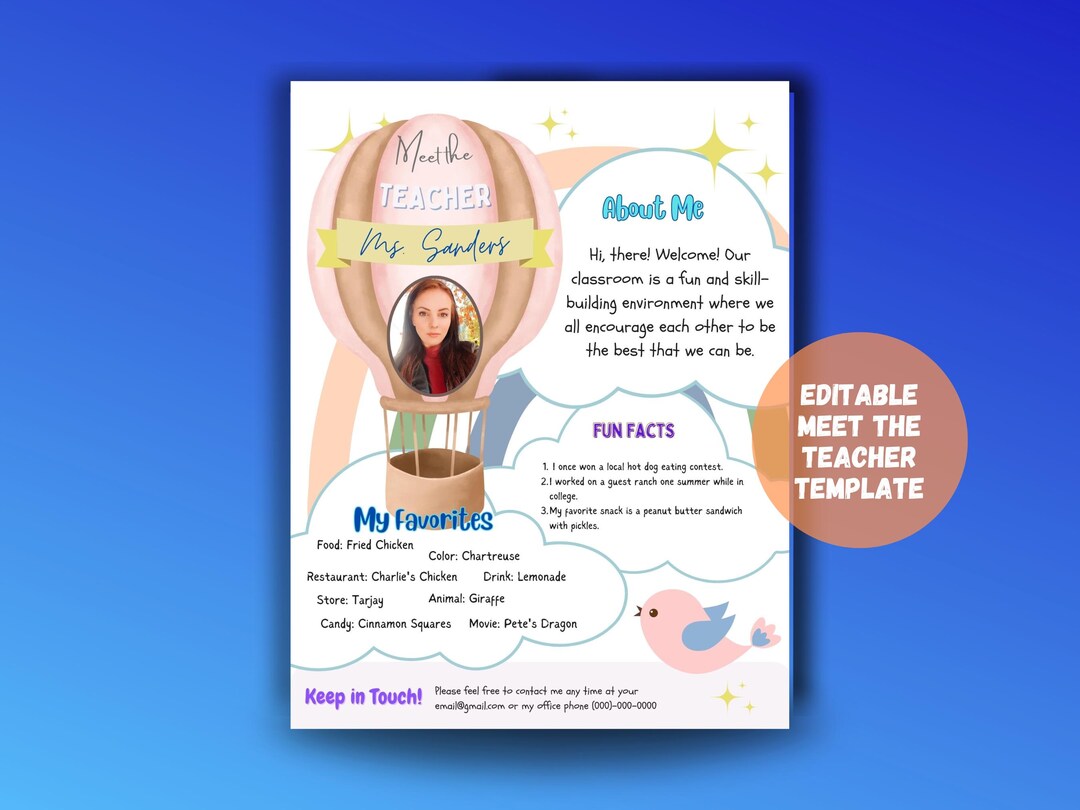 Meet the Teacher Template, Editable in Canva, Instant Download for ...