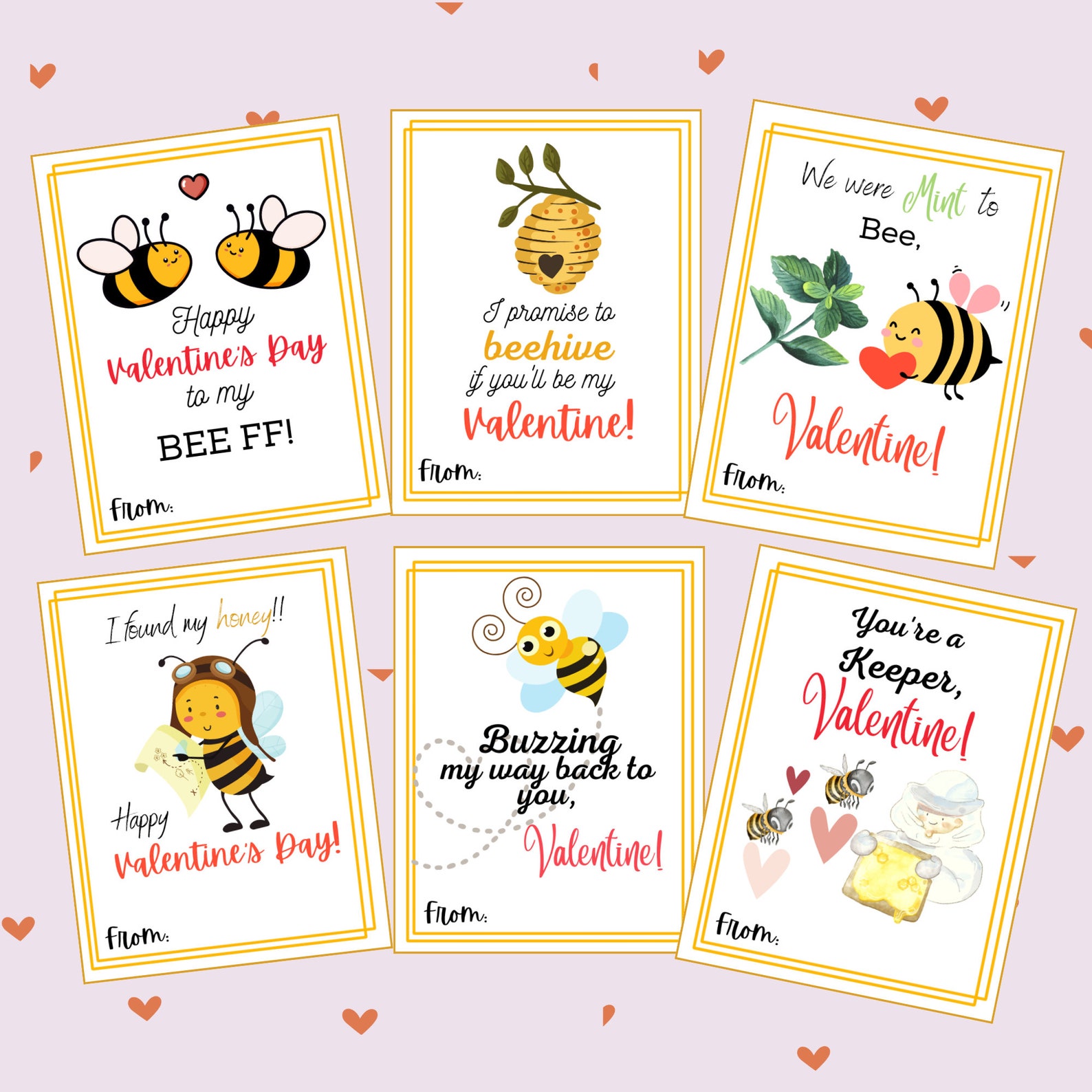 Printable Bee My Valentine - Etsy