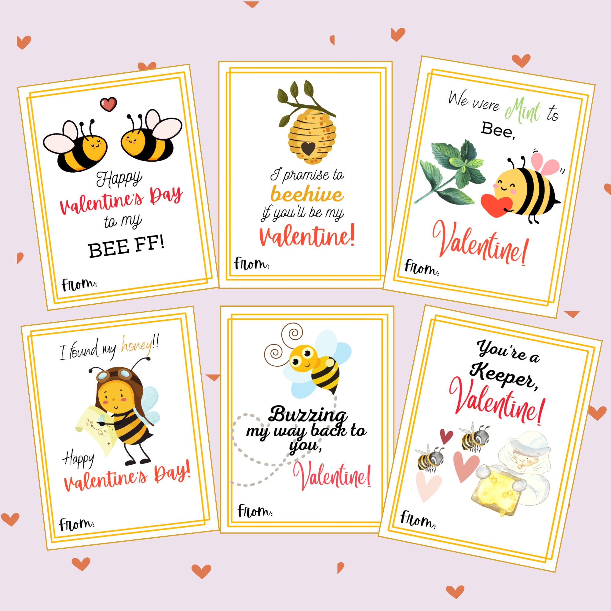 Printable Bee My Valentine - Etsy