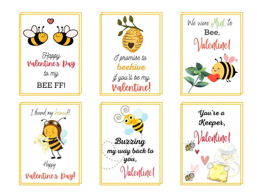 Printable Bee My Valentine - Etsy
