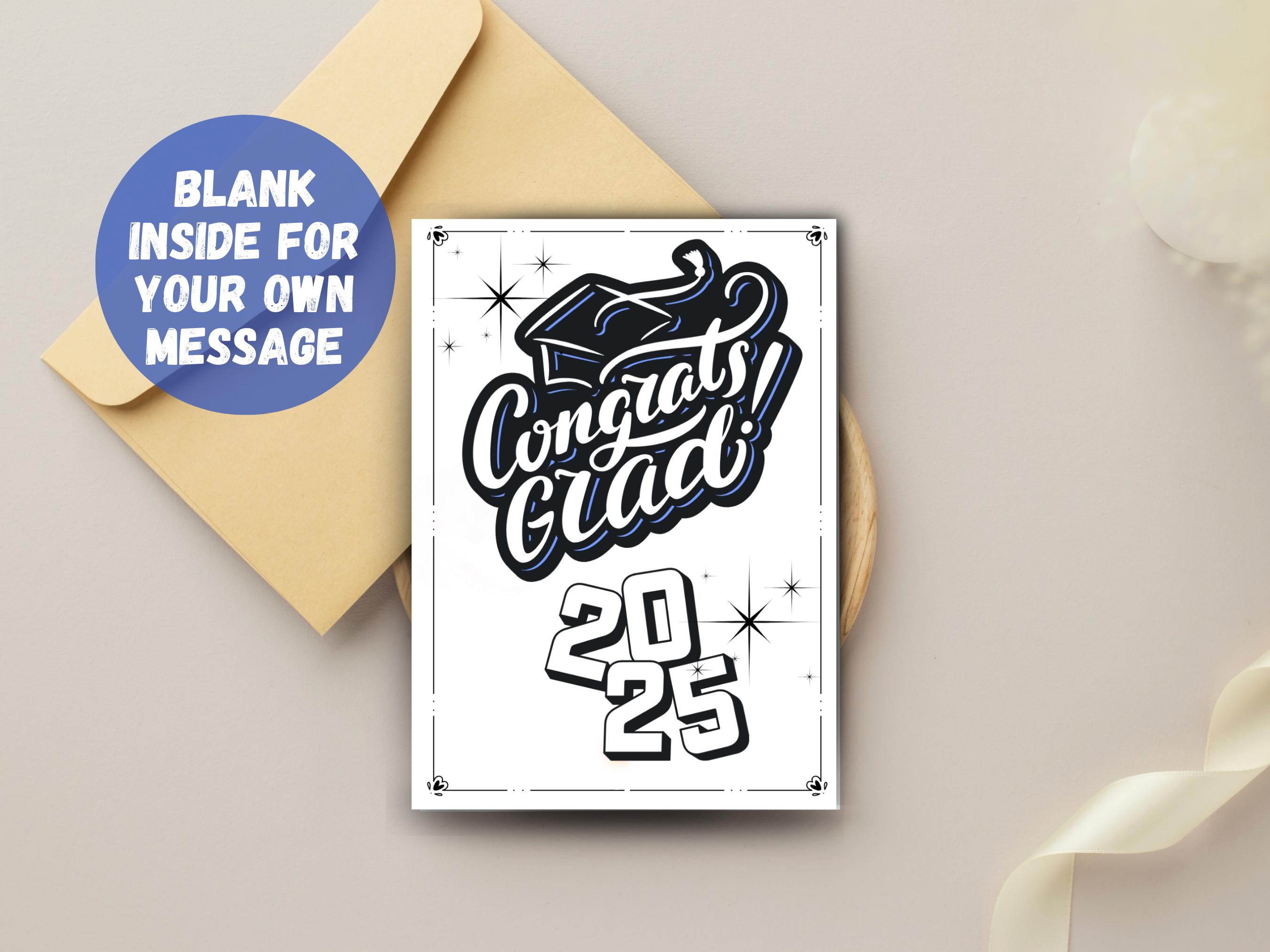 Graduation Card 2025: Elegant Black Cap Design (printable PDF) - Etsy
