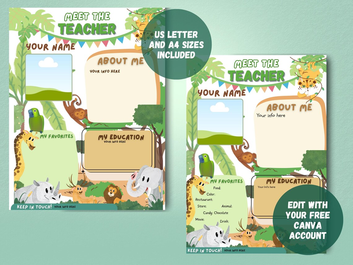 Jungle Theme Meet the Teacher Template: Editable Canva Flyer (US Letter ...