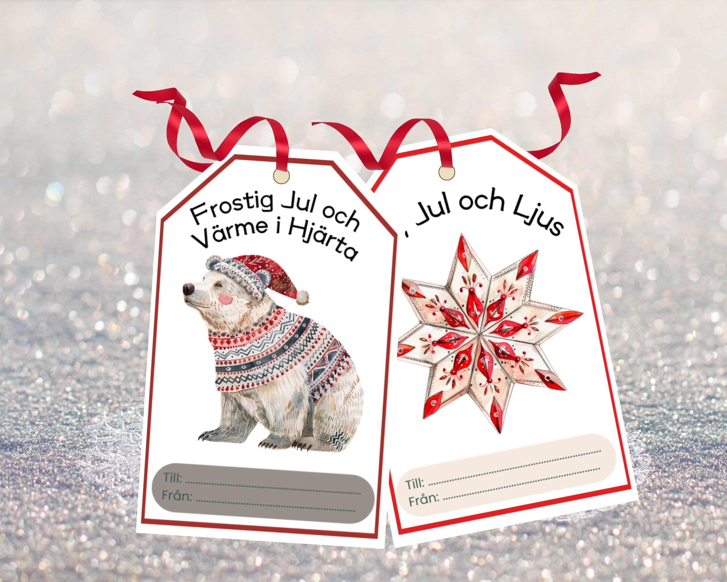Christmas Gift Tags in 10 Different Scandinavian Designs, God Jul ...