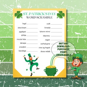 Printable St. Patrick's Day Word Scramble, Classroom Activity, Irish ...