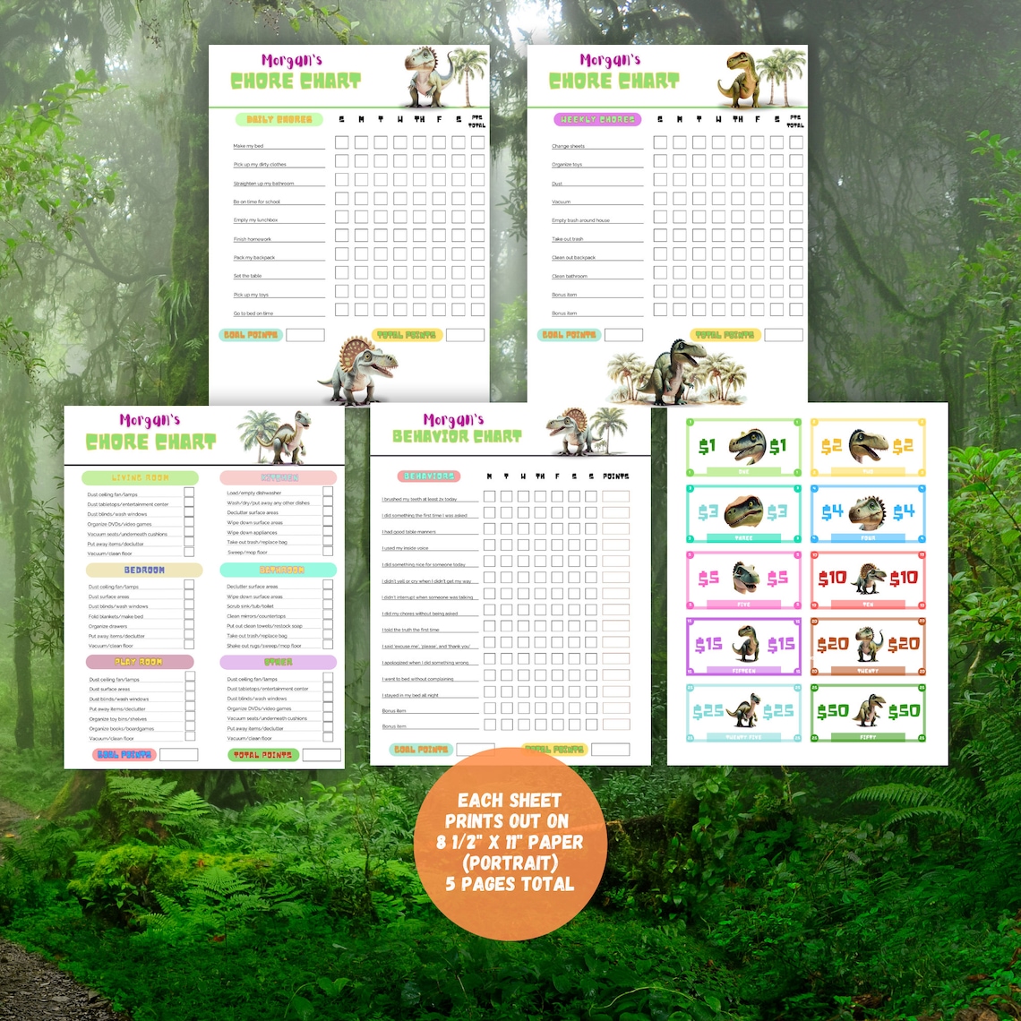 Dinosaur Themed Reward Chart for Kids - Etsy