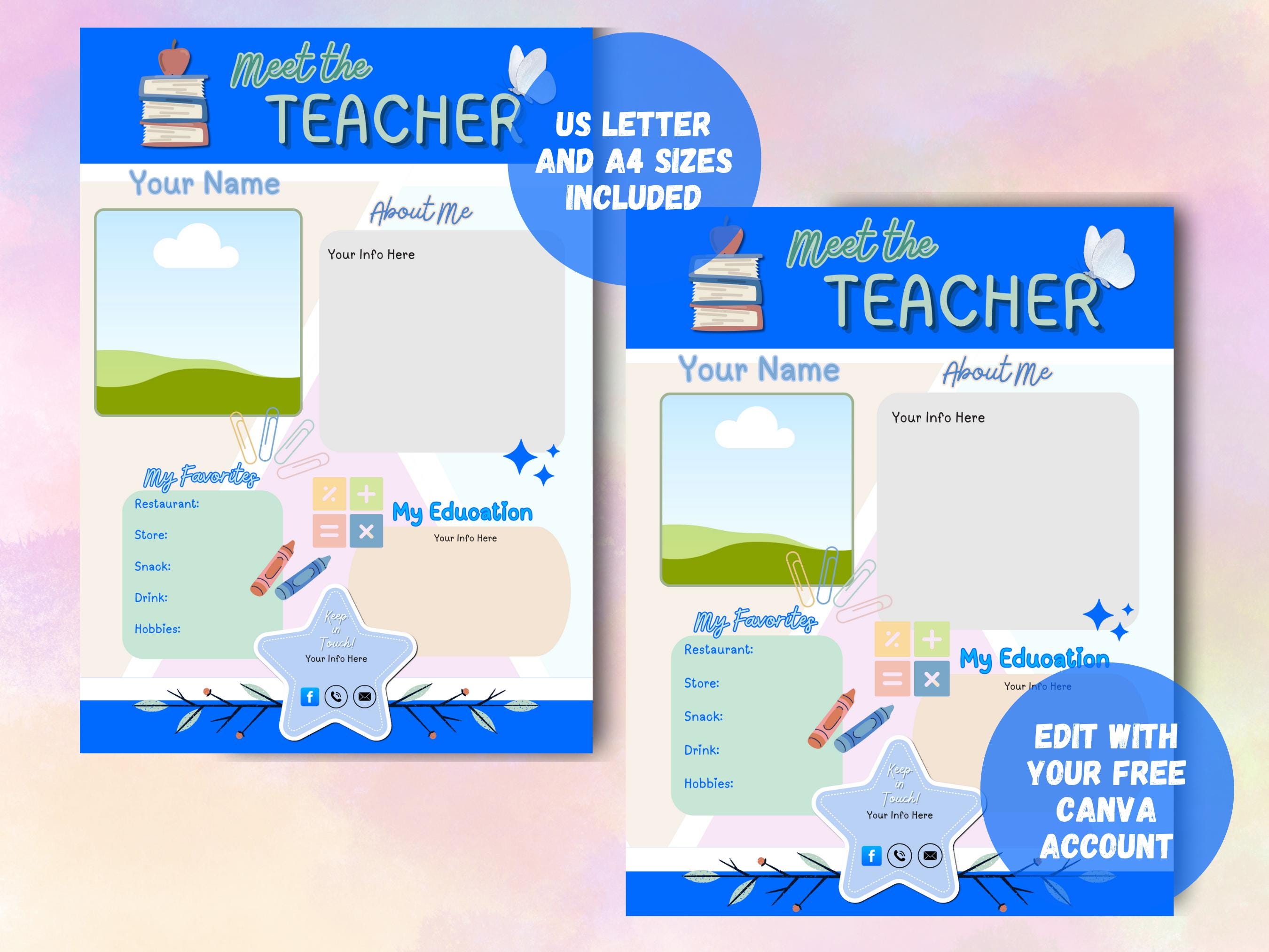Meet the Teacher Template: Bright Blue Classroom Design (editable Canva ...