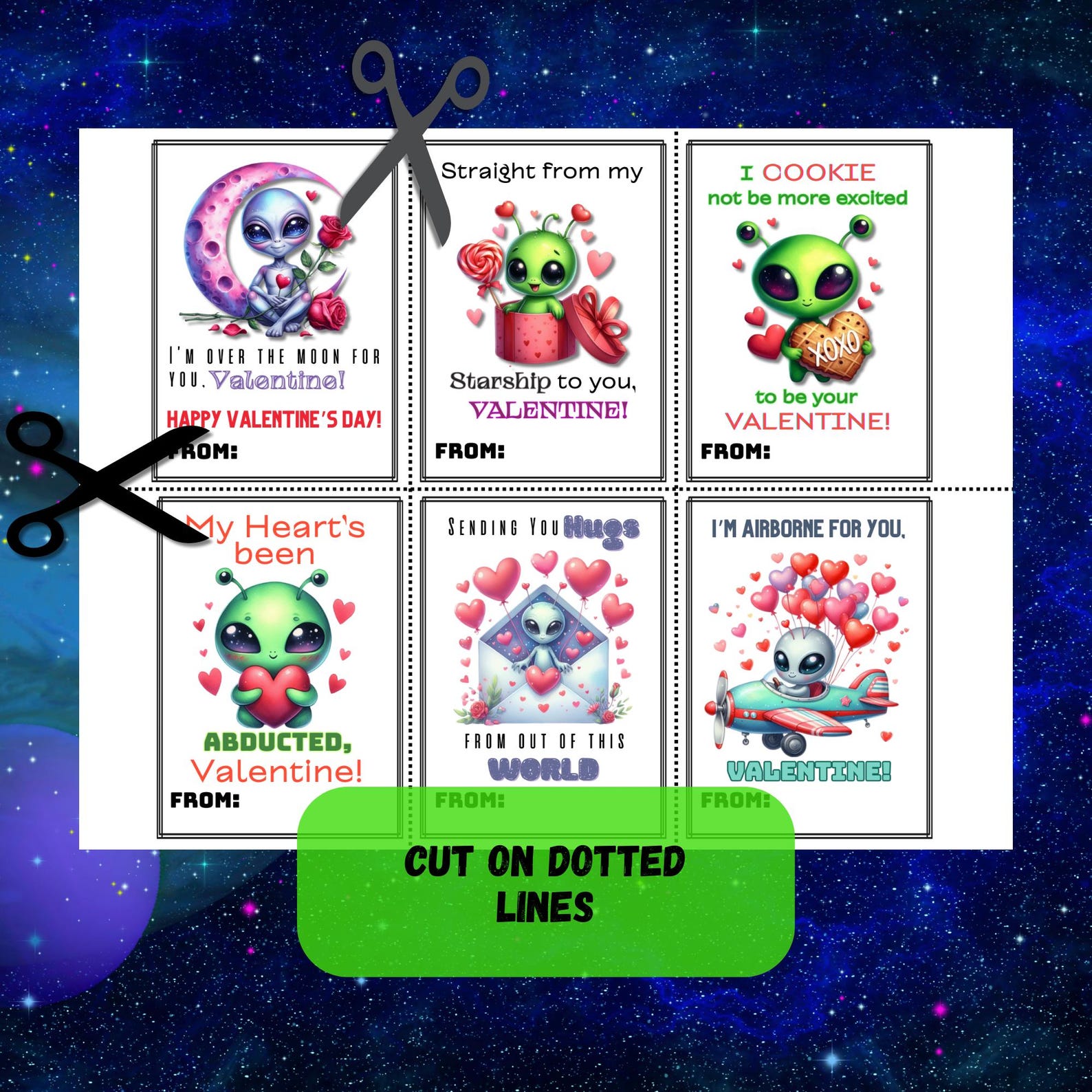 Alien Valentine Printables, Out of This World, Martian Valentines ...