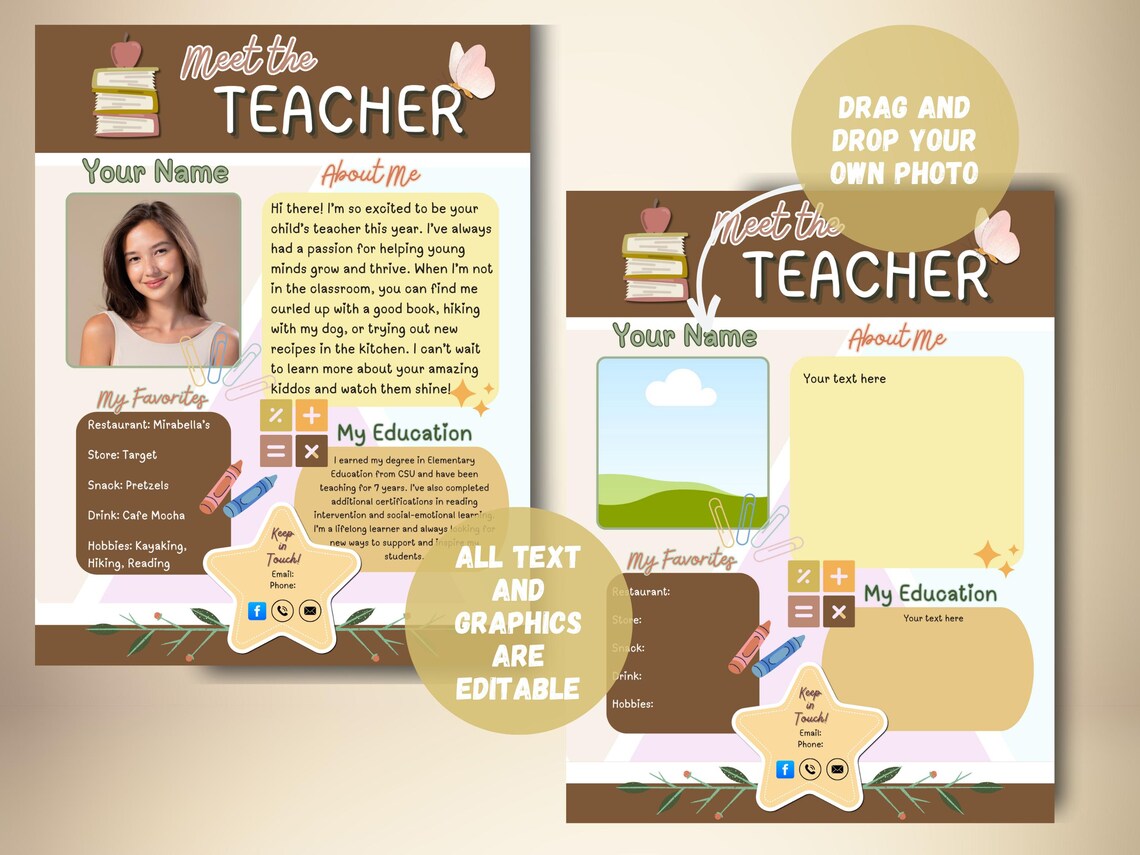 Meet the Teacher Editable Template: Earthy Tones, US Letter & A4 (canva ...