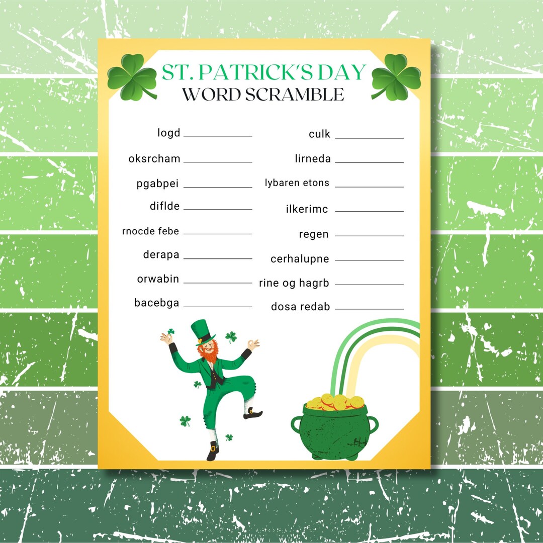 Printable St. Patrick's Day Word Scramble, Classroom Activity, Irish ...
