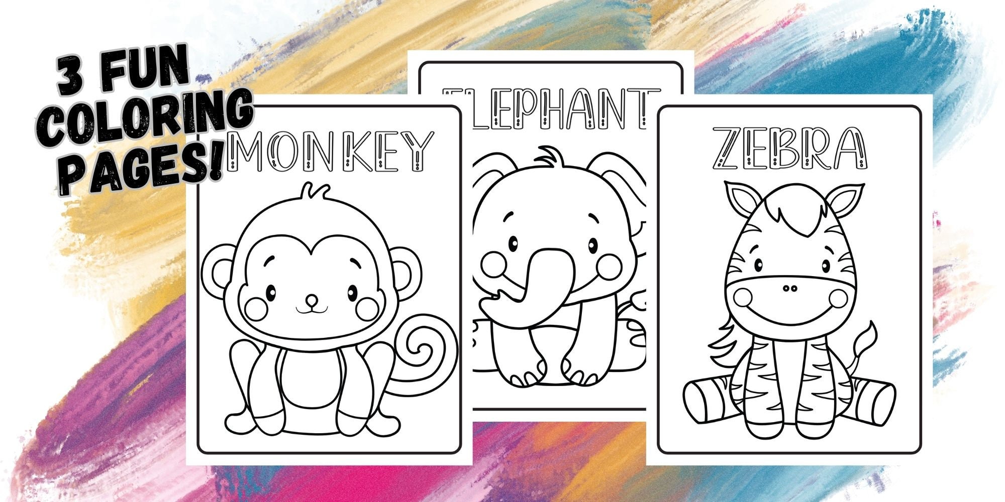 Printable Coloring Sheets/bundle/animal/elephant/zebra/monkey/preschool ...