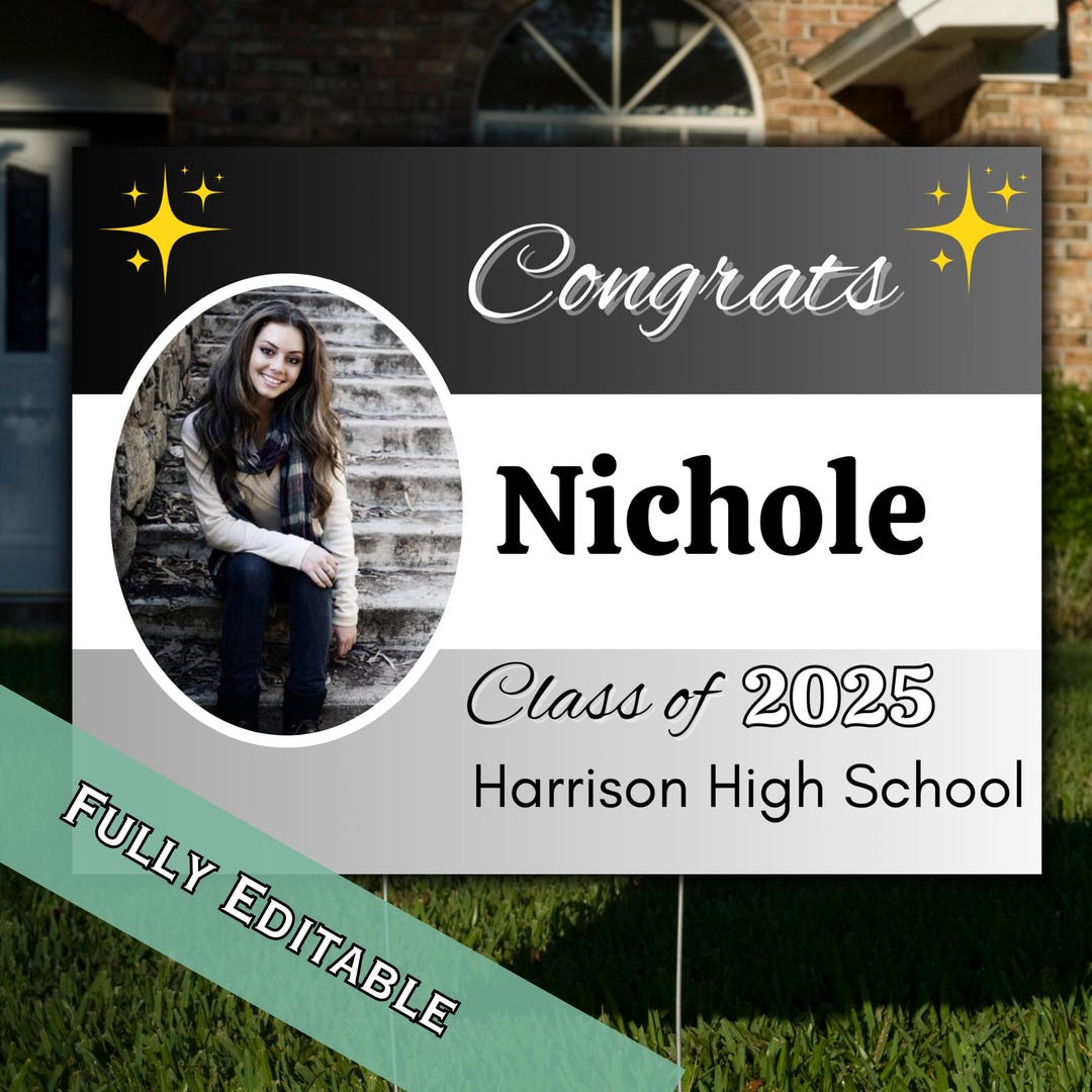 Graduation Yard Sign Template, Editable Class of 2025, School Colors ...