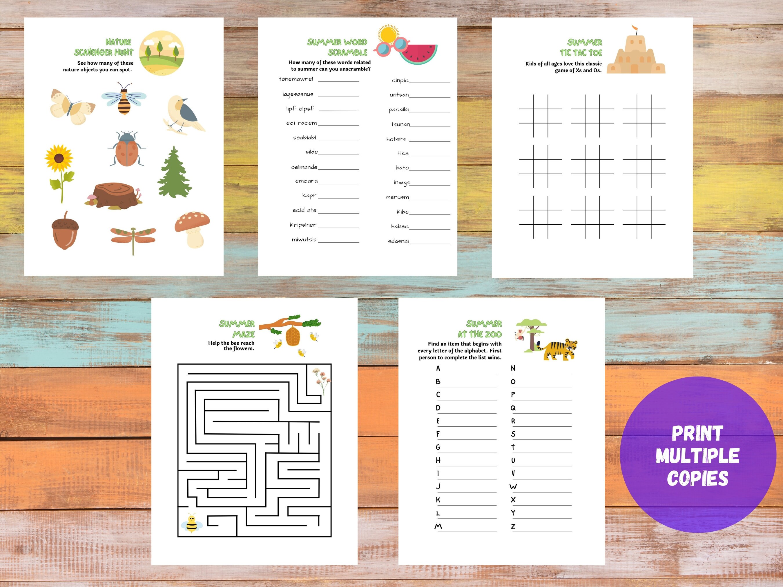 Activity Pages, Scavenger Hunt, Word Scramble, Tic Tac Toe, Maze and ...