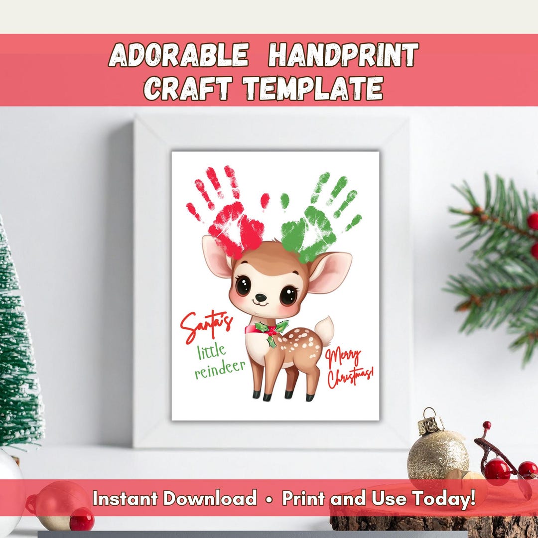 Winter Handprint, Reindeer Handprint Christmas Keepsake, Preschool ...