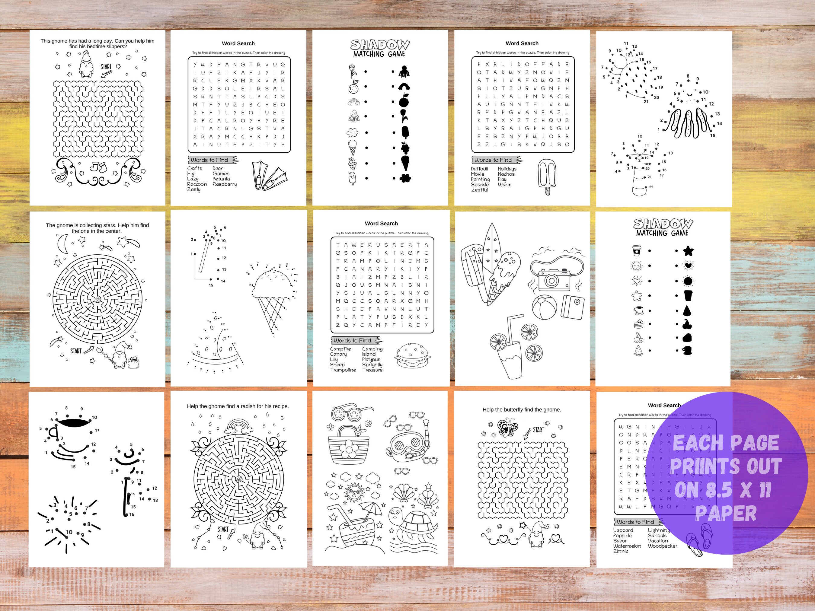 Activity Pages, Mazes, Word Searches, Shadow Match, and More Printable ...