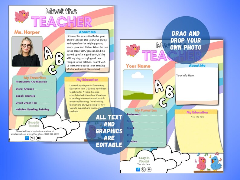 Meet the Teacher Template, Editable in Canva, Instant Download for ...