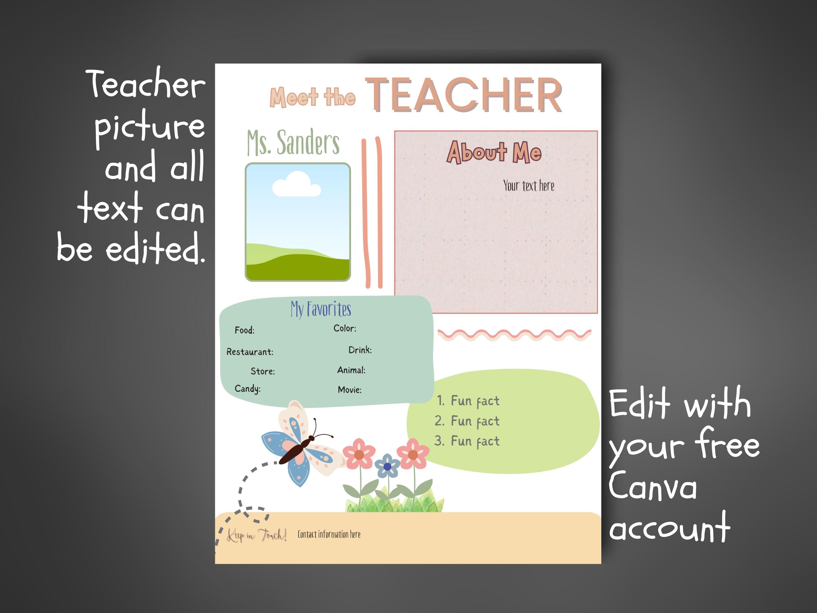 Editable Boho Meet the Teacher Template: A4 & US Letter (canva PDF) - Etsy