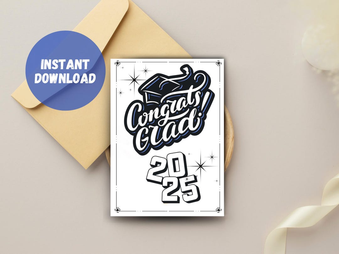 Graduation Card 2025: Elegant Black Cap Design (printable PDF) - Etsy