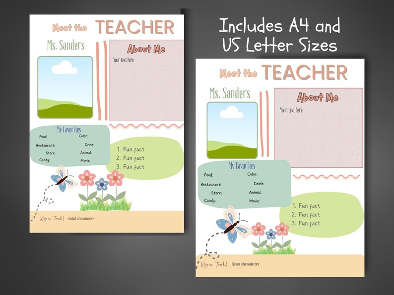 Editable Boho Meet the Teacher Template: A4 & US Letter (canva PDF) - Etsy