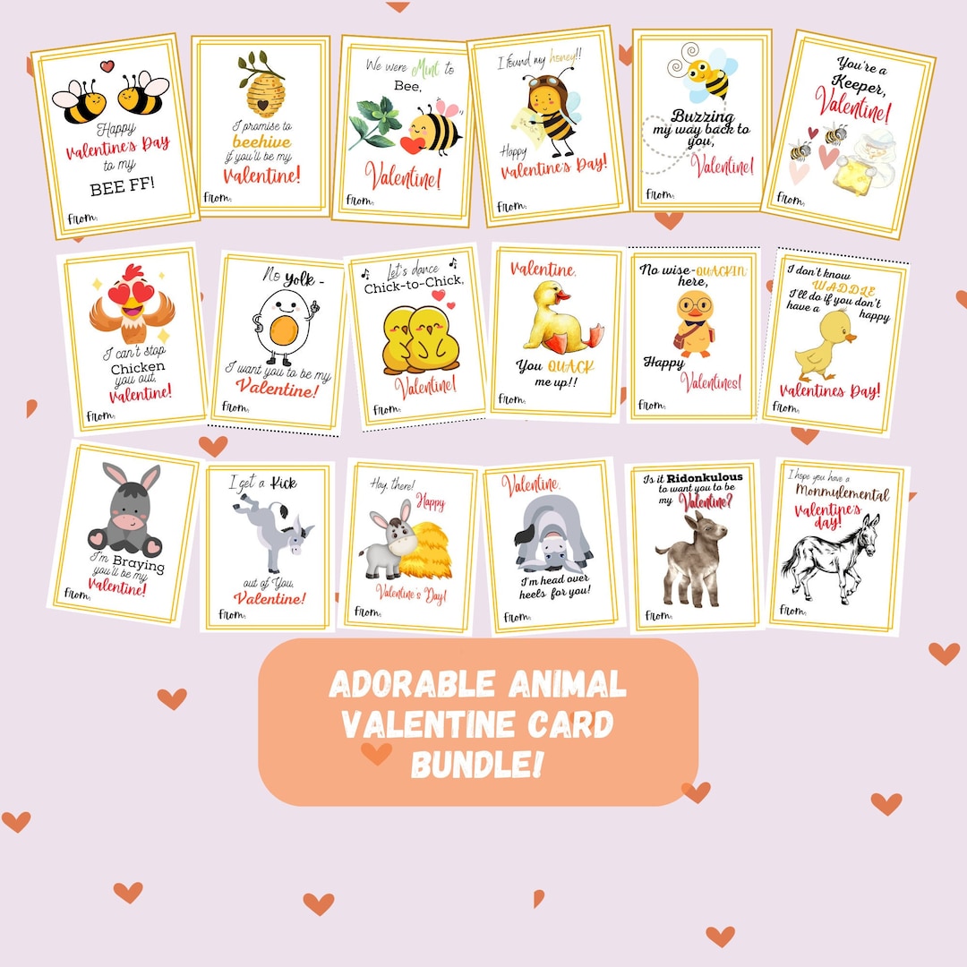 Printable Valentine Cards Bundle - Etsy