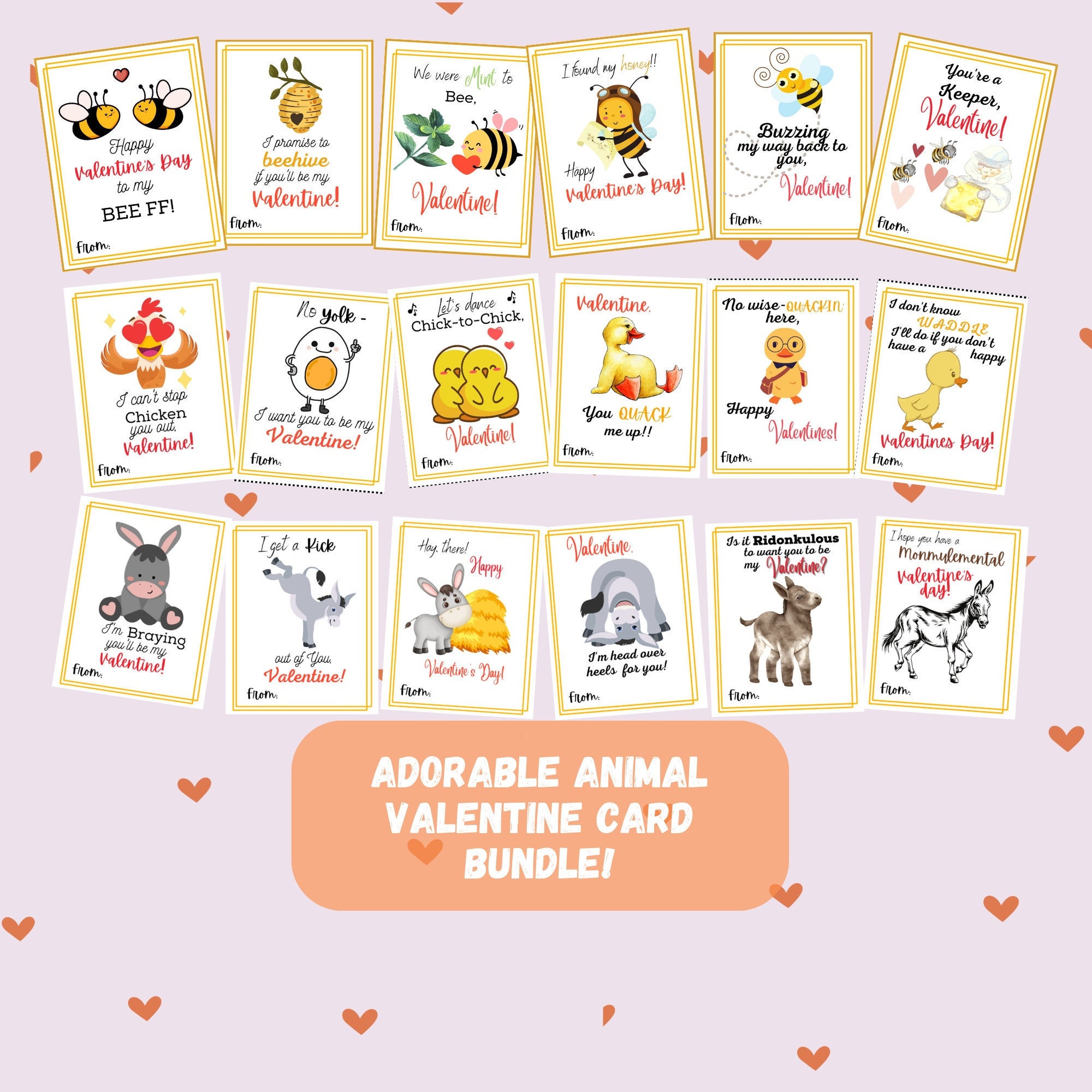 Printable Valentine Cards Bundle - Etsy