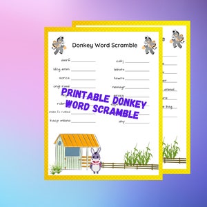Printable Donkey Word Scramble, Activity, Classroom, Kid, Farm, PDF ...