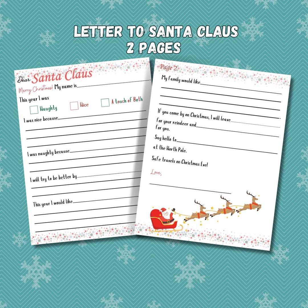 Santa Claus Letter, Dear Santa, Letter to Santa: Christmas Wishlist, 2 ...