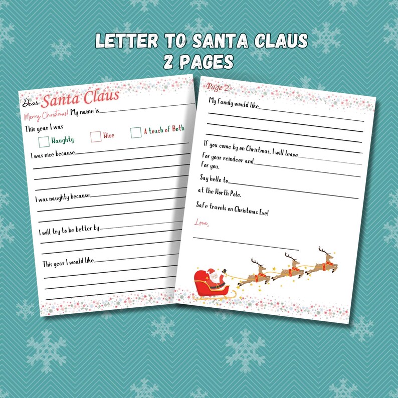 Santa Claus Letter, Dear Santa, Letter to Santa: Christmas Wishlist, 2 ...
