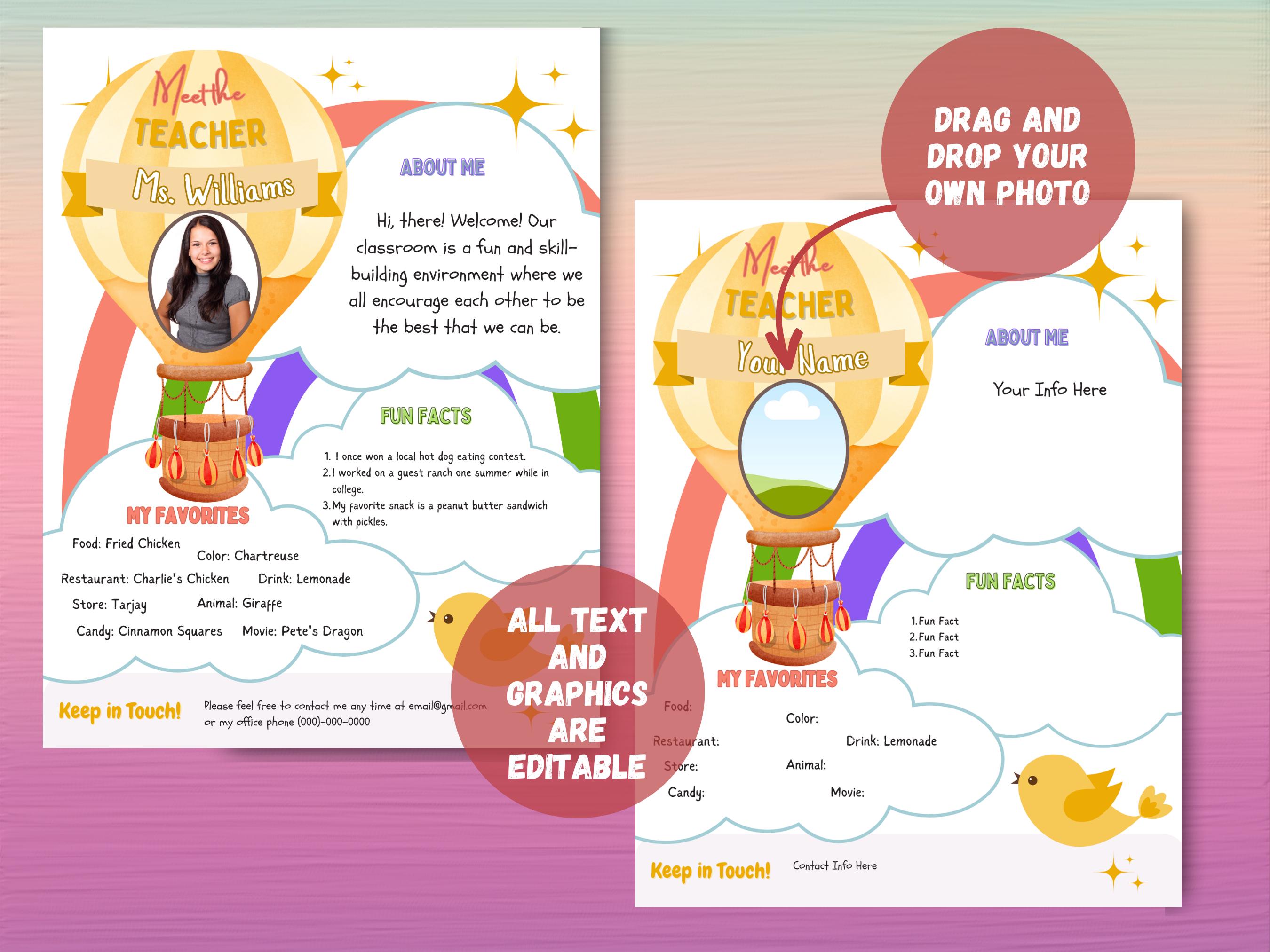 Meet the Teacher Template, Editable in Canva, Instant Download for ...
