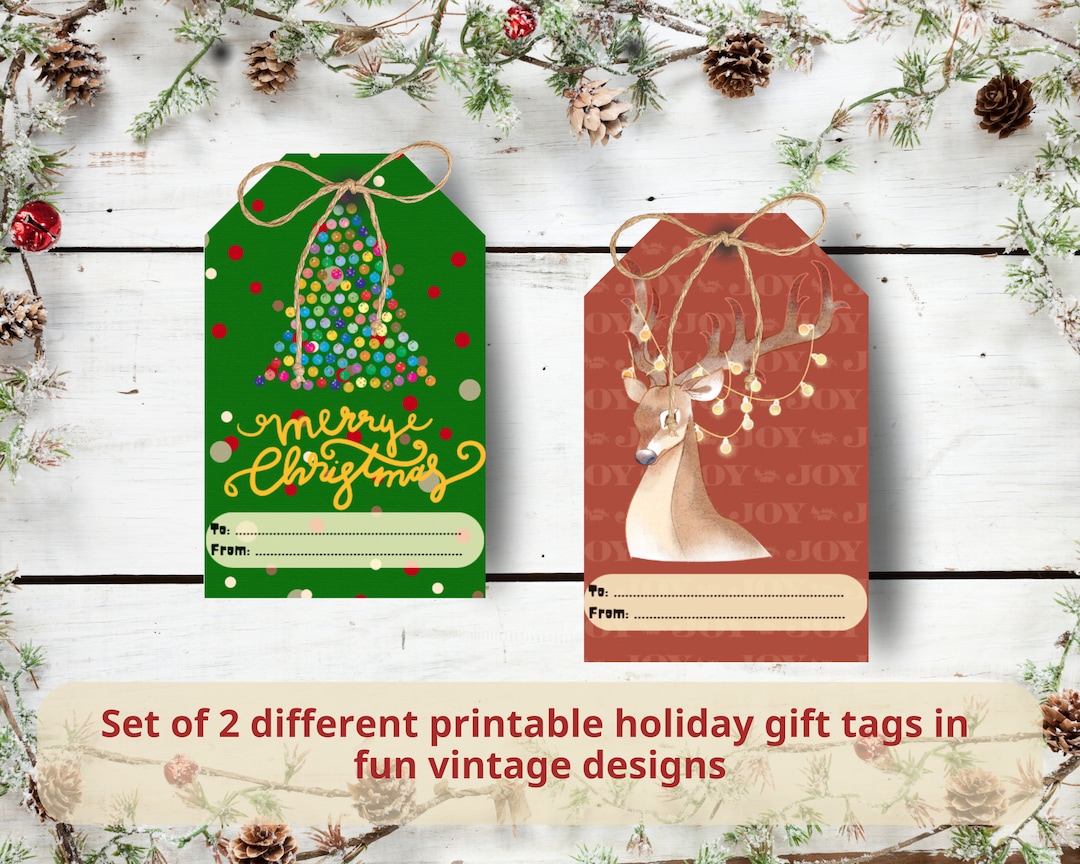 Christmas Treat Tags Printable Christmas Tree and Reindeer - Etsy