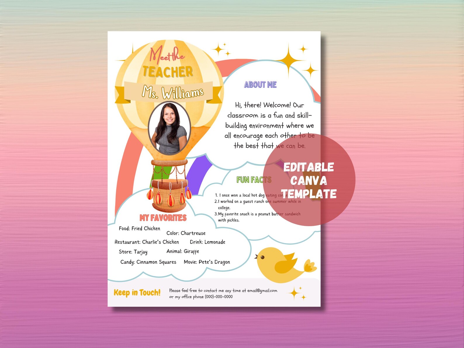 Meet the Teacher Template, Editable in Canva, Instant Download for ...