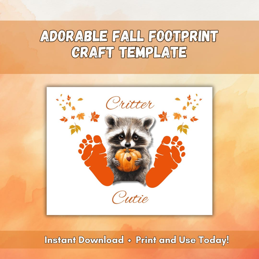 Fall Raccoon Footprint Art: DIY Grandparent Gift, Preschool Activity ...