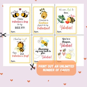 Printable Bee My Valentine - Etsy