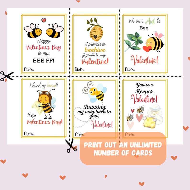Printable Bee My Valentine - Etsy