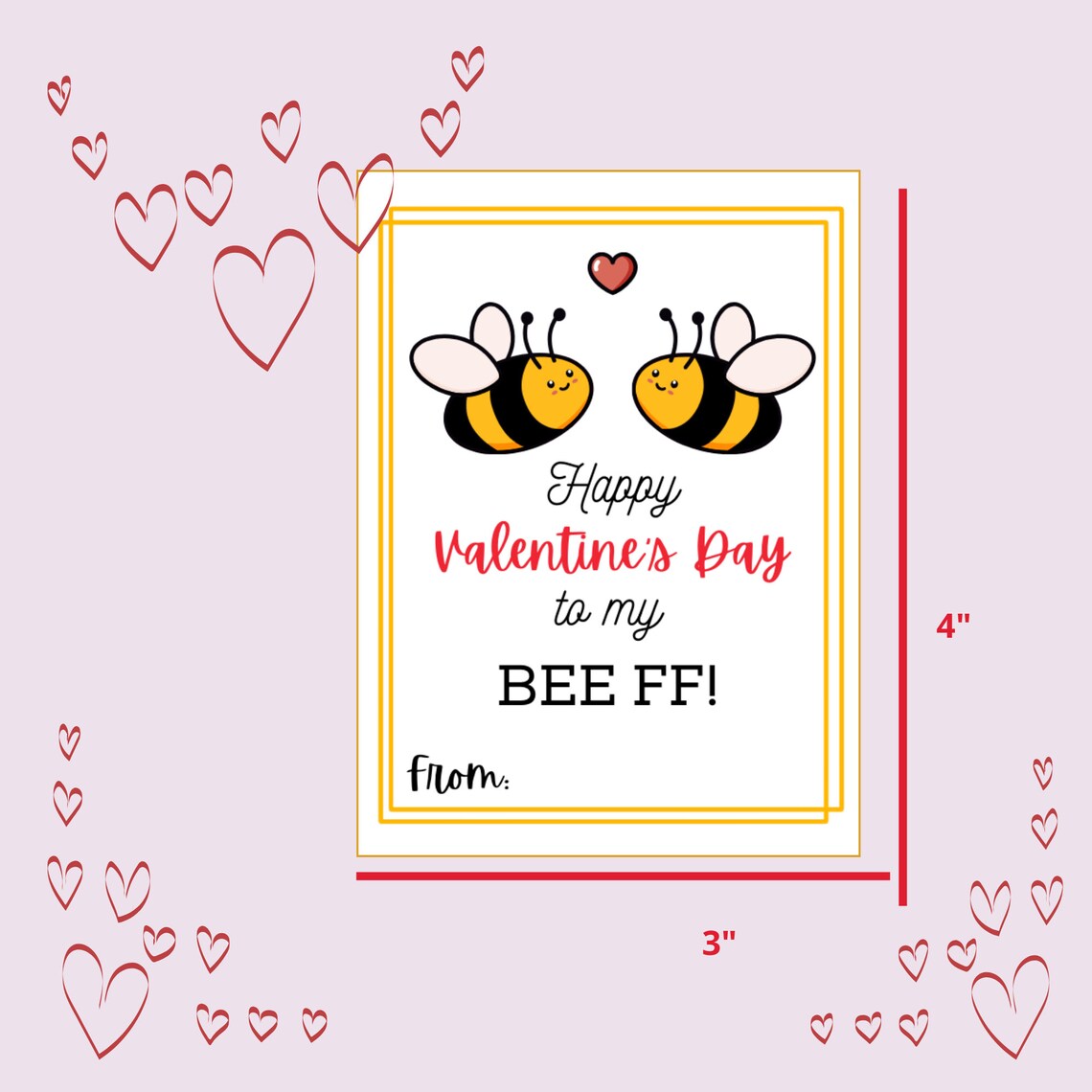 Printable Bee My Valentine - Etsy