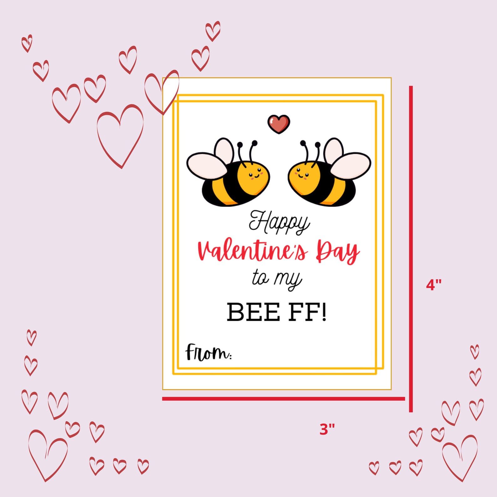 Printable Bee My Valentine - Etsy