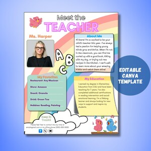 Meet the Teacher Template, Editable in Canva, Instant Download for ...