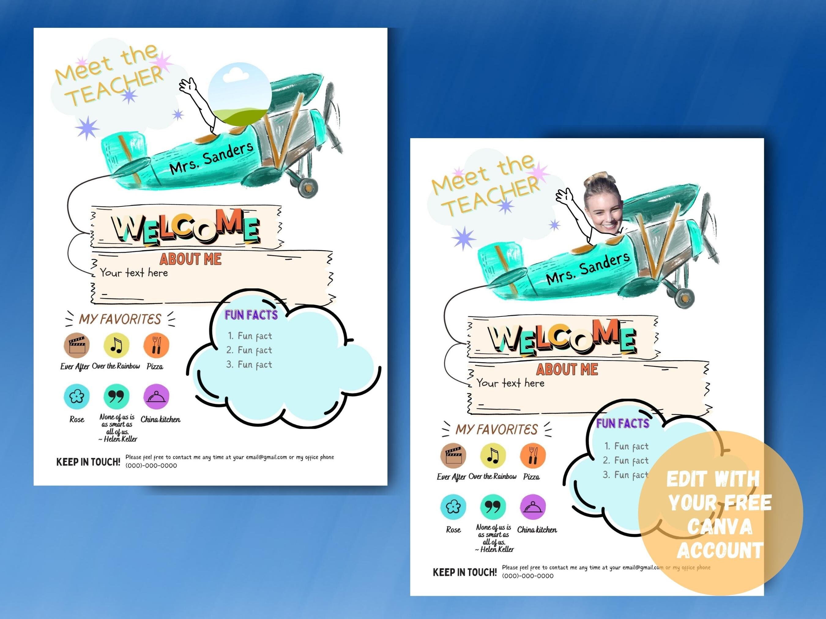 Meet the Teacher Template, Editable in Canva, Instant Download for ...