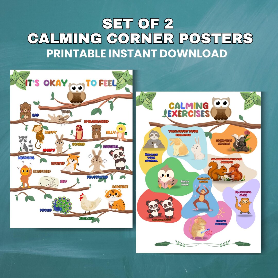 Calming Corner It's Okay to Feel and Calming Exercises Posters ...
