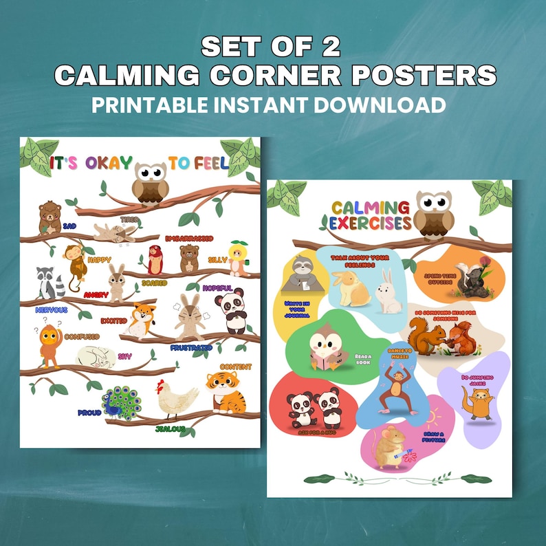 Calming Corner It's Okay to Feel and Calming Exercises Posters ...