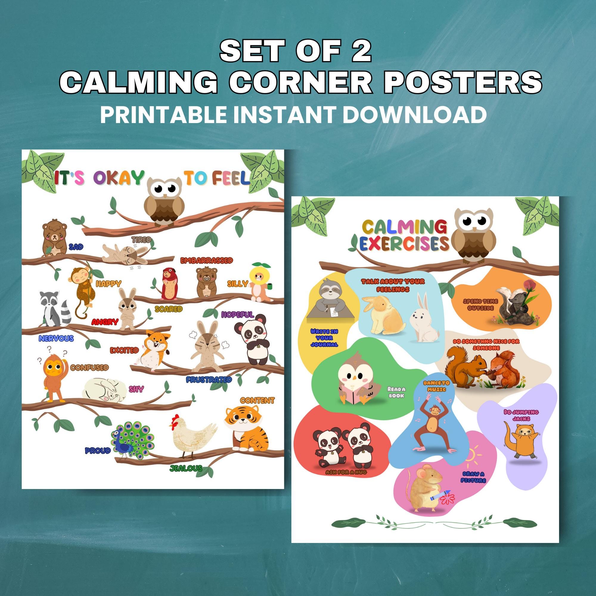 Calming Corner It's Okay to Feel and Calming Exercises Posters ...