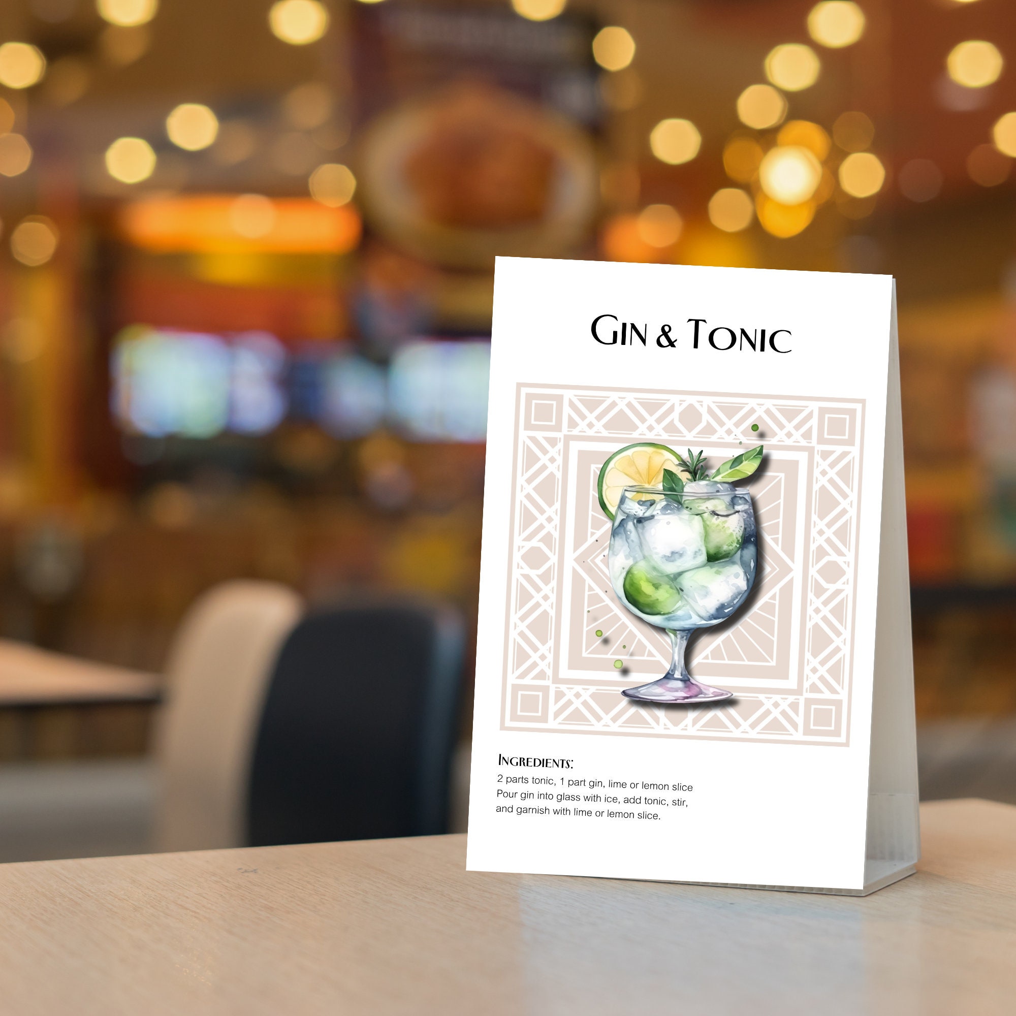 Gin and Tonic Print, Watercolor Cocktail Sign, Signature Drink Gin and ...