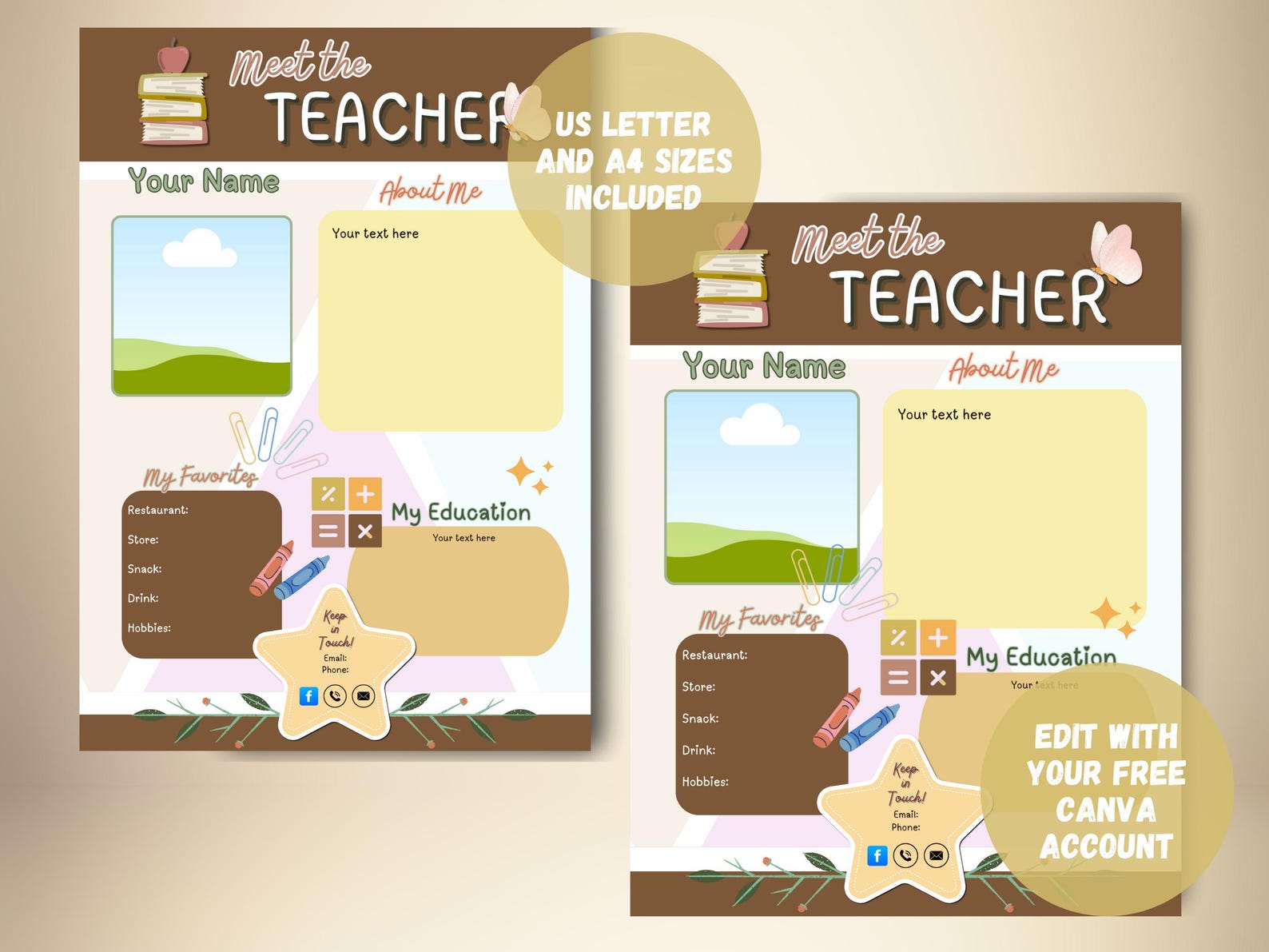 Meet the Teacher Editable Template: Earthy Tones, US Letter & A4 (canva ...