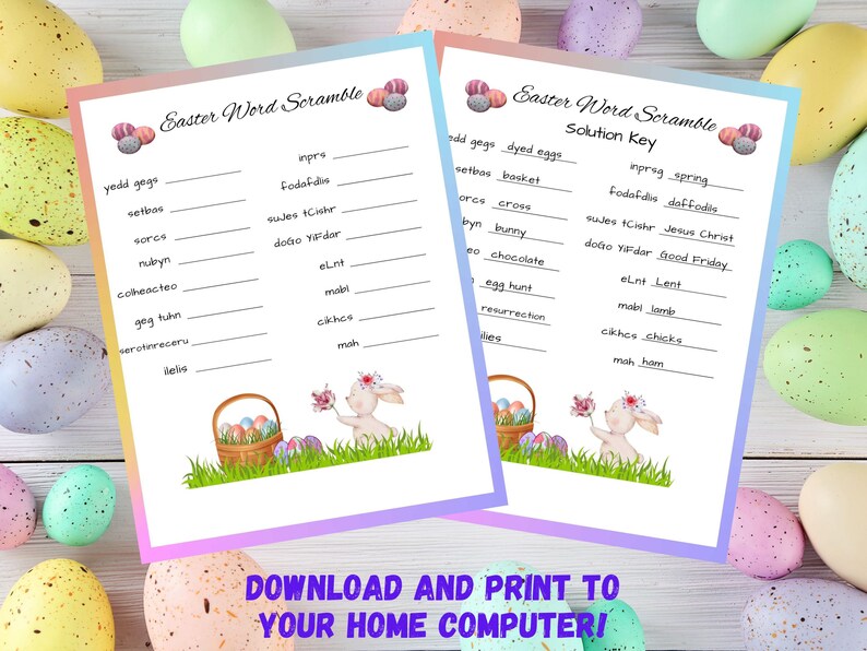 Printable Easter Word Scramble - Etsy
