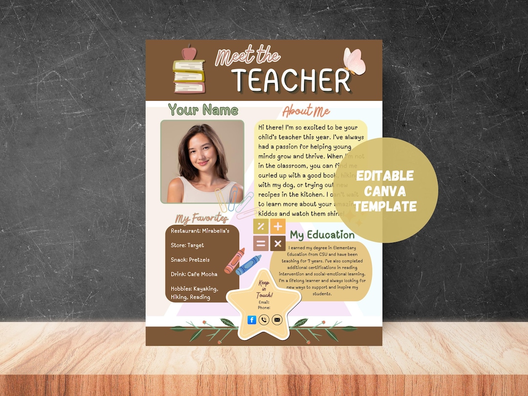 Meet the Teacher Editable Template: Earthy Tones, US Letter & A4 (canva ...