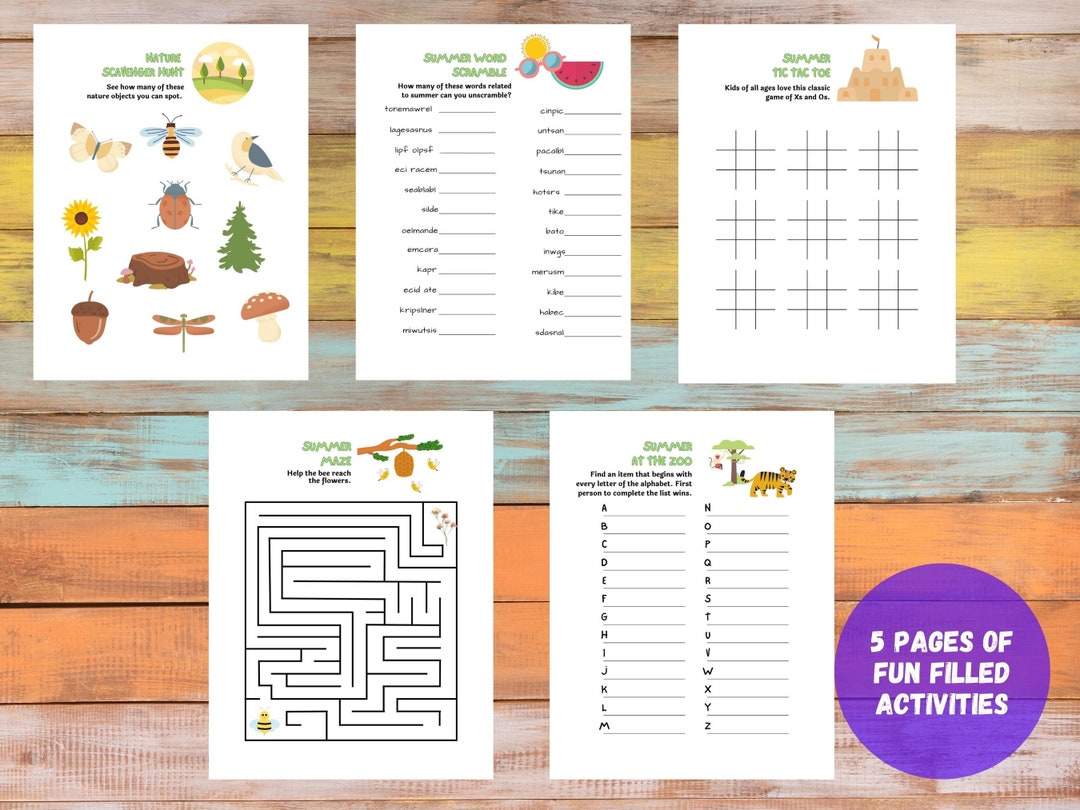 Activity Pages, Scavenger Hunt, Word Scramble, Tic Tac Toe, Maze and ...