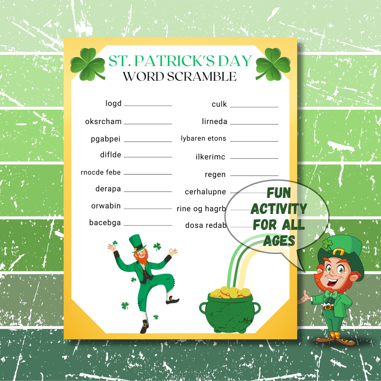 Printable St. Patrick's Day Word Scramble, Classroom Activity, Irish ...
