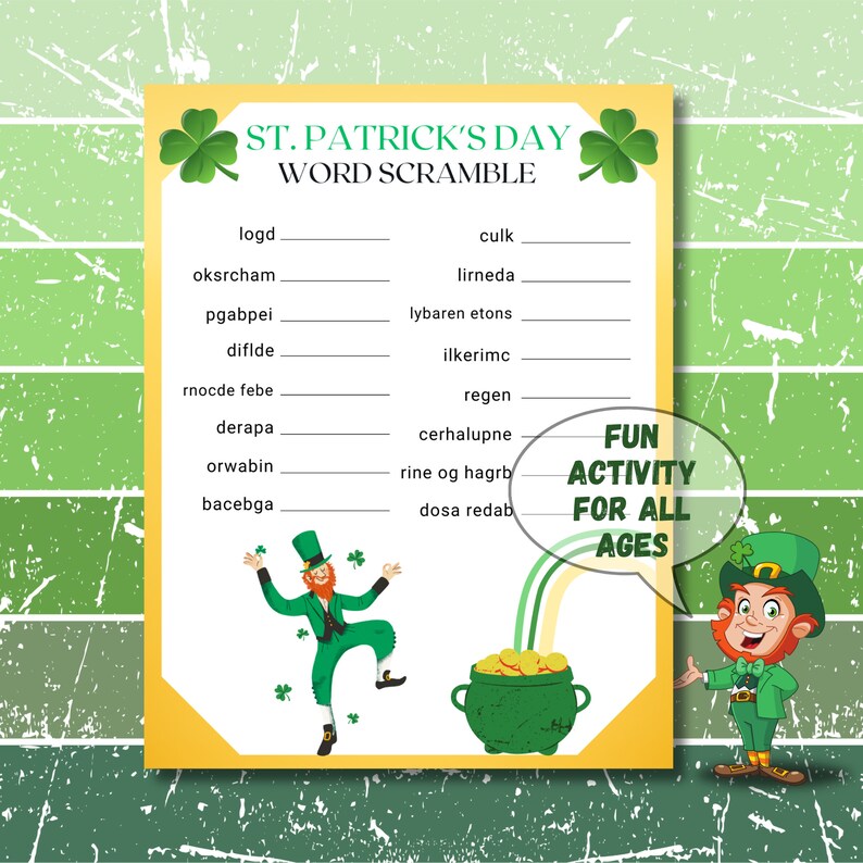 Printable St. Patrick's Day Word Scramble, Classroom Activity, Irish ...